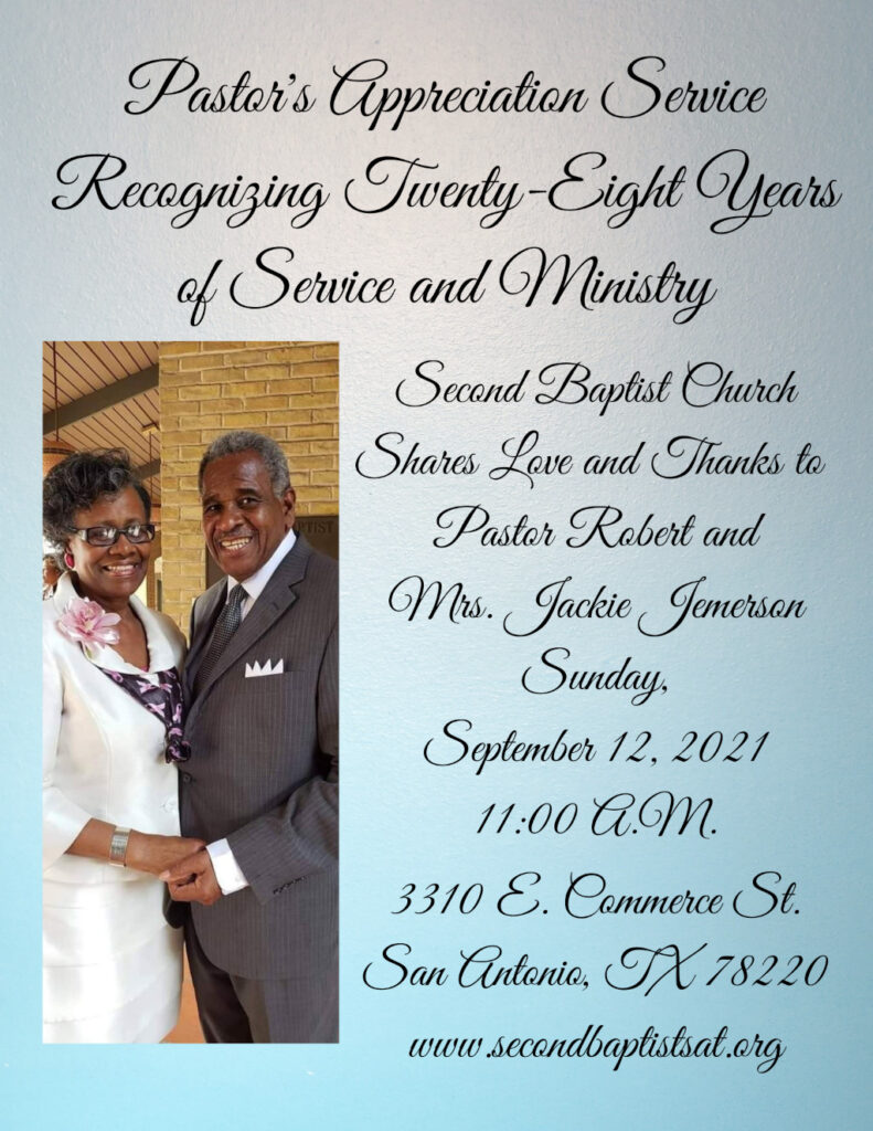 Pastor’s Appreciation Service – Second Baptist Church