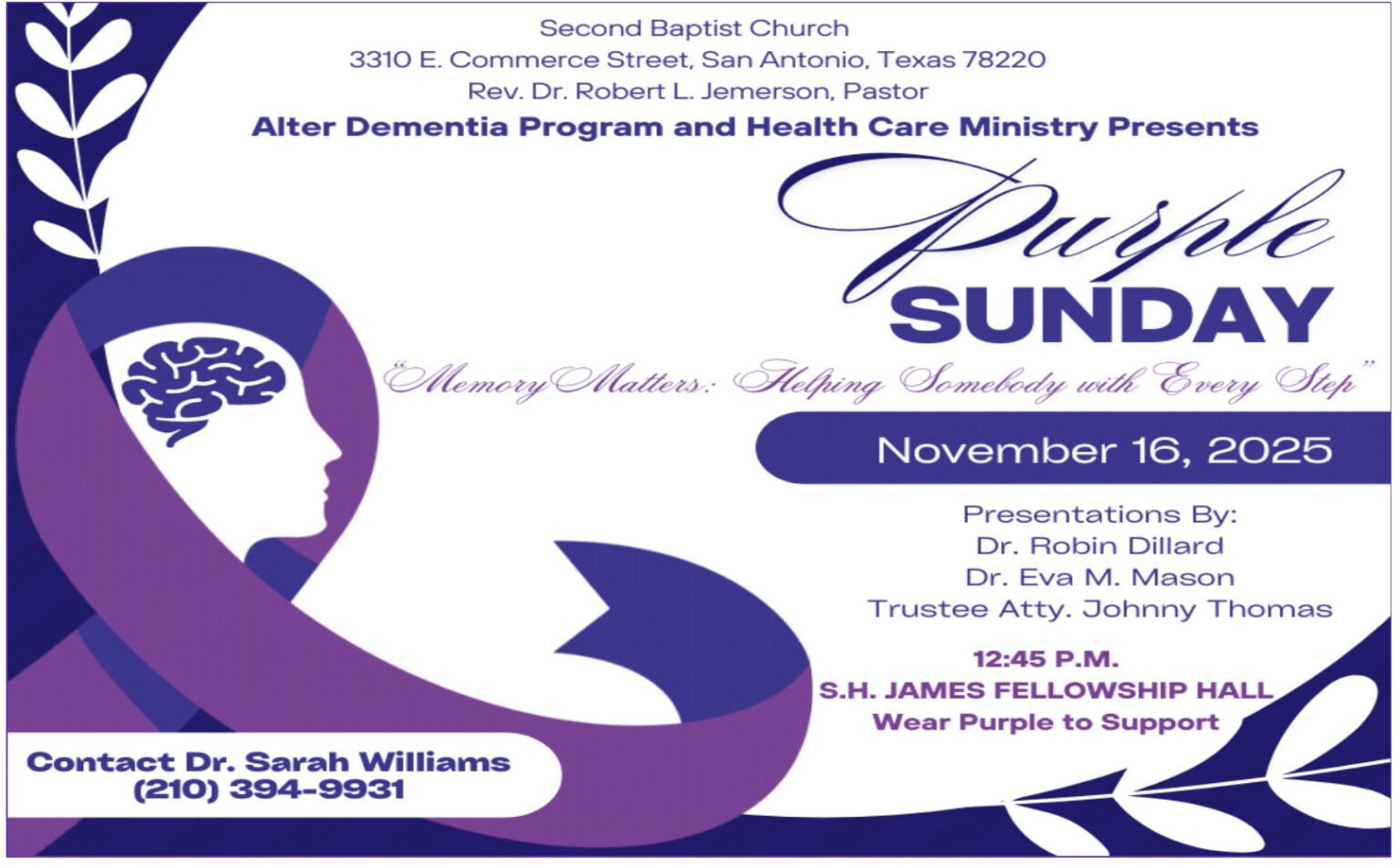 Purple Sunday – Second Baptist Church